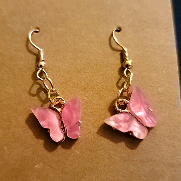 Hand Crafted | Jewelry | Pink Butterfly Handmade Earrings | Poshmark